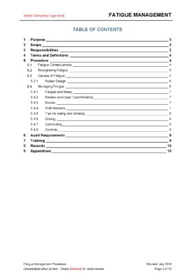 Fatigue Management Procedure - Beyond Your Horizon - Resource Centre