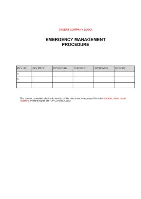 Emergency Management Procedure Sample - Beyond Your Horizon - Resource ...