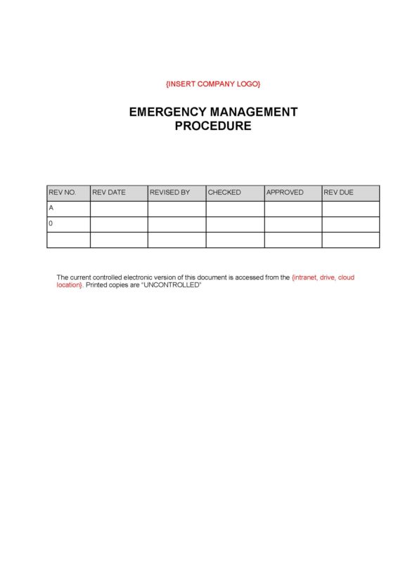 Emergency Management Procedure Sample - Beyond Your Horizon - Resource ...