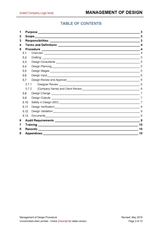 Management of Design Procedure - Beyond Your Horizon - Resource Centre