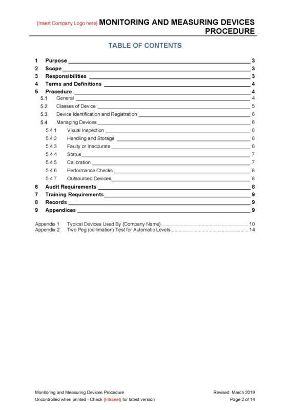 Monitoring and Measuring Devices Procedure - Beyond Your Horizon ...