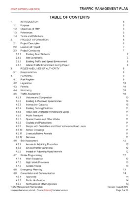 Traffic Management Plan Template - Beyond Your Horizon - Resource Centre