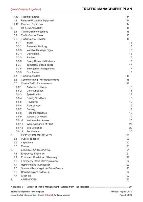 Traffic Management Plan Template - Beyond Your Horizon - Resource Centre
